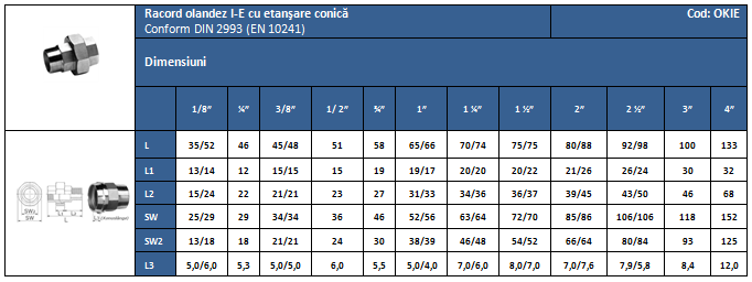 Racord olandez etanşare conică I-E - Direct Line Inox